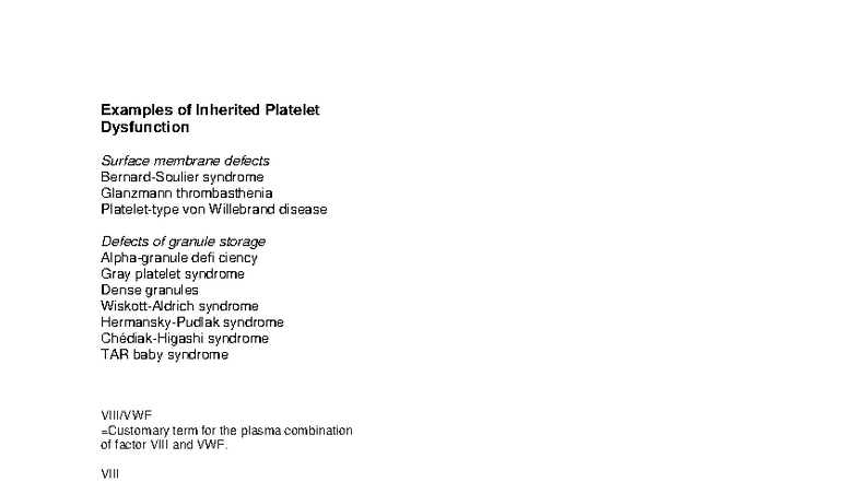 Inherited Platelet Dysfunction: Overview and Laboratory Profiles (Hema ...
