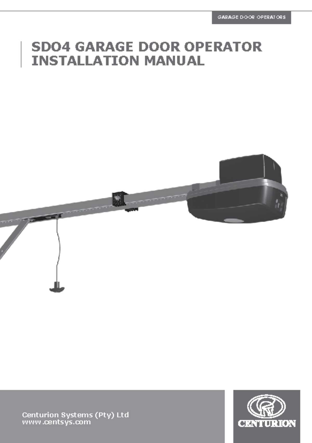 Centurion Systems SD04 Garage Door Operator Installation Guide - Studocu