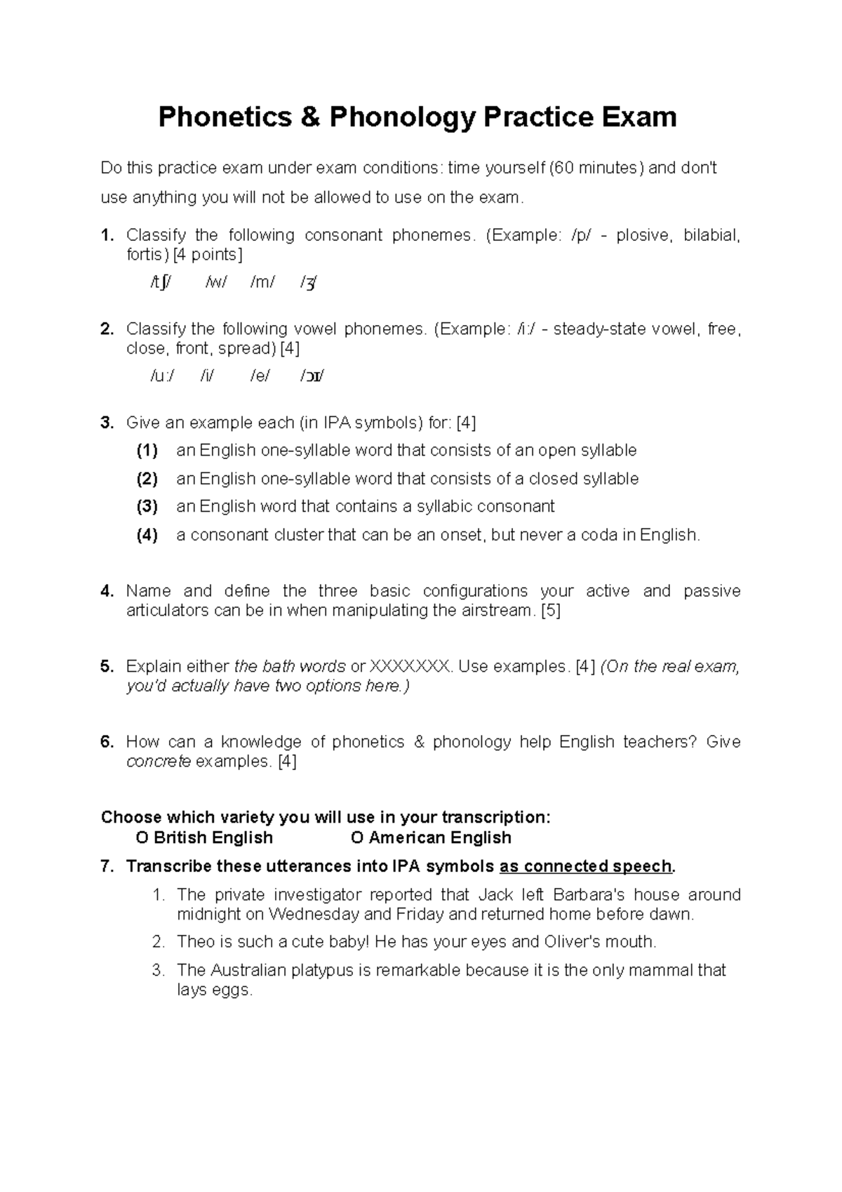 Phonetics & Phonology - Practice Exam Review for Course Code 101 - Studocu