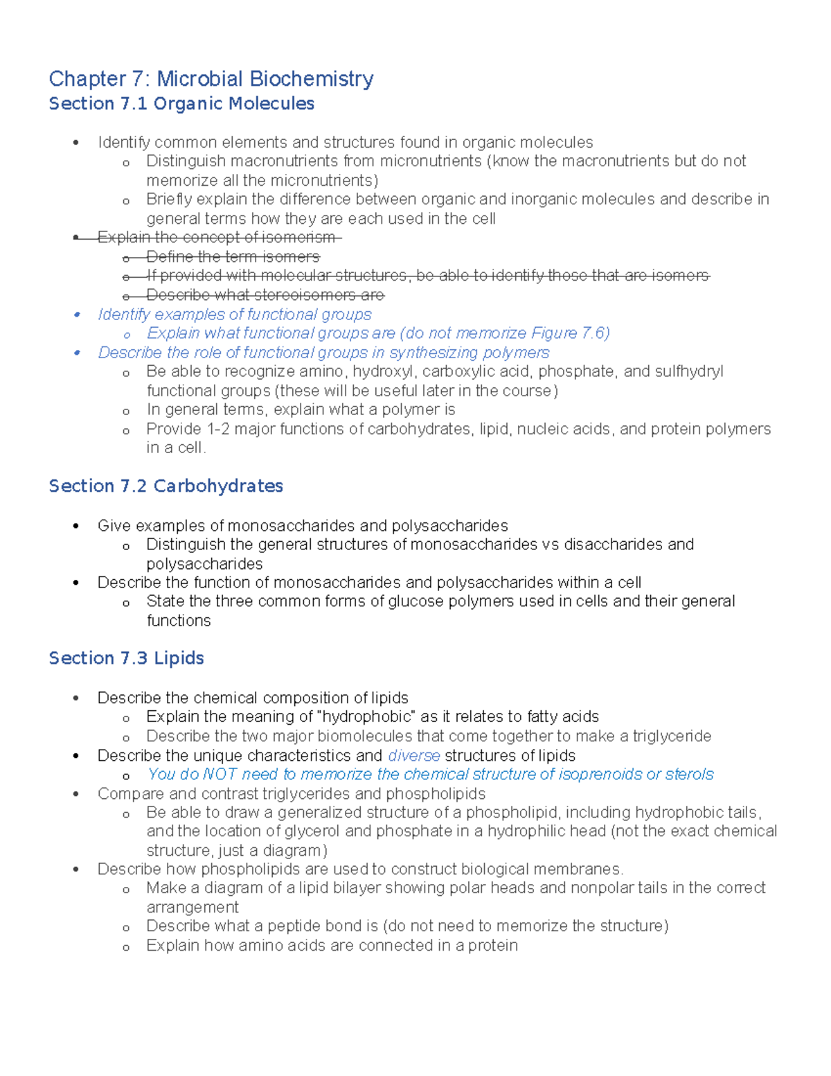 Microbial Biochemistry (BIO 101) Chapter 7: Key Concepts & Functions - Studocu
