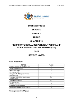 Business Studies Grade 12 Notes ON Business Strategies - BUSINESS ...