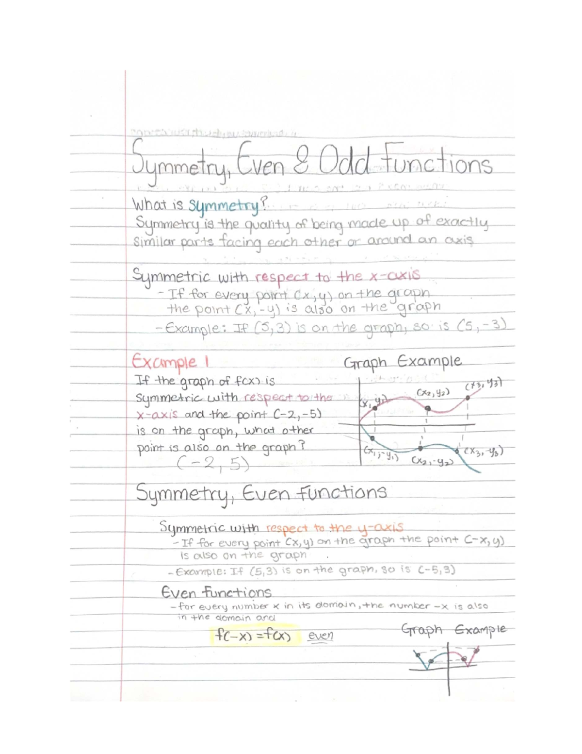 Symmetry, Even and Odd Functions - Math 101 Lecture Notes - Studocu