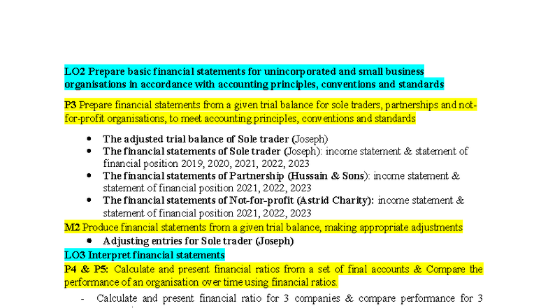 A2 - Financial Statements & Budgets for Small Businesses (2024) - Studocu