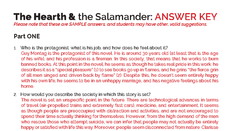 Part 1 Review Questions - Answers for ENG 101: Fahrenheit 451 - Studocu