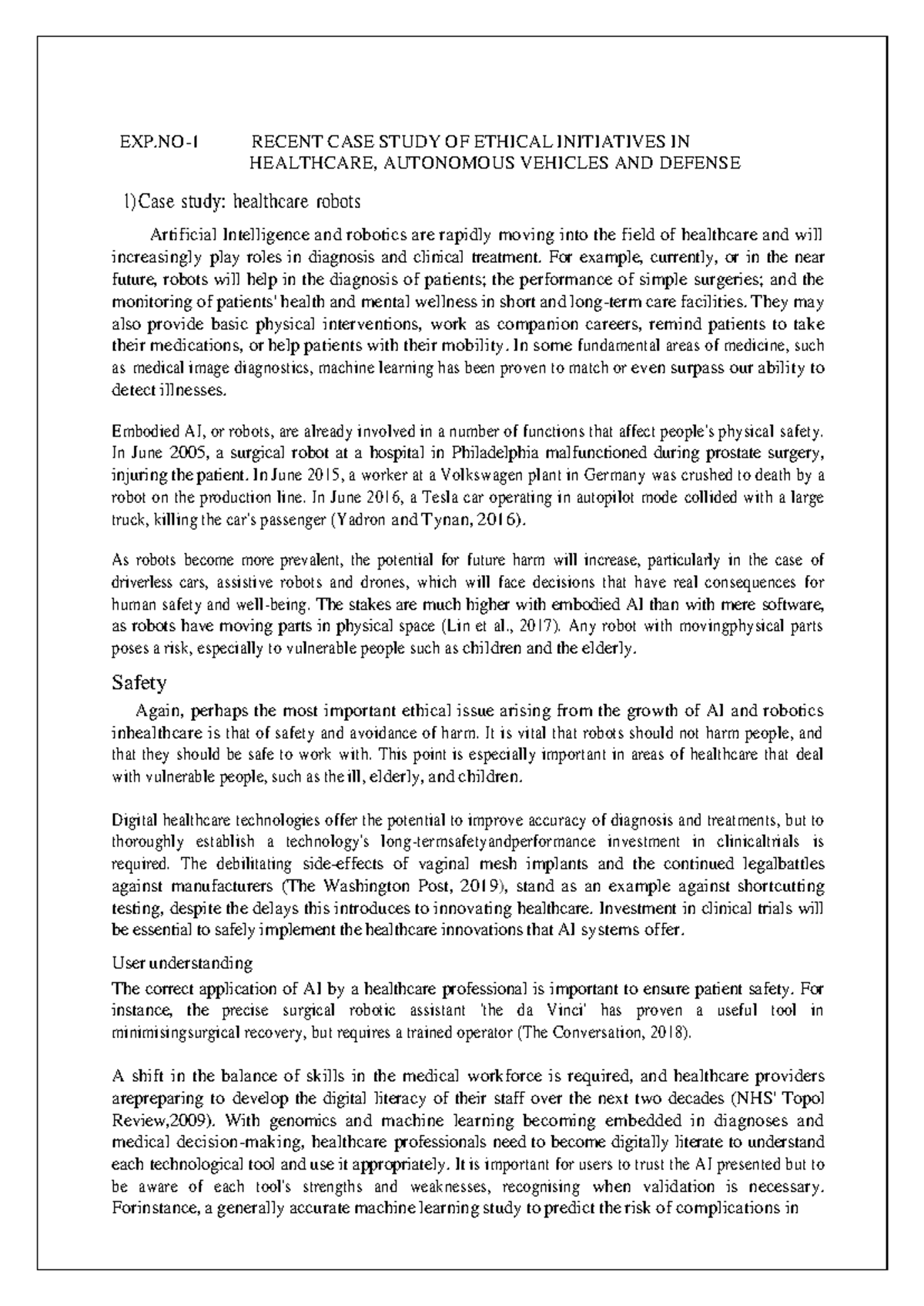 Ethics and ai edited manual removed - EXP- 1 RECENT CASE STUDY OF ...