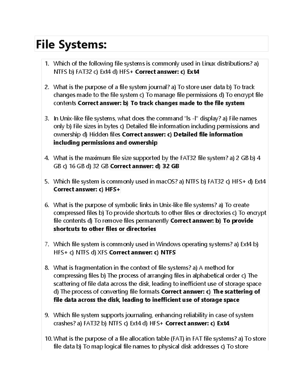 File system - btap - File Systems: Which of the following file systems ...