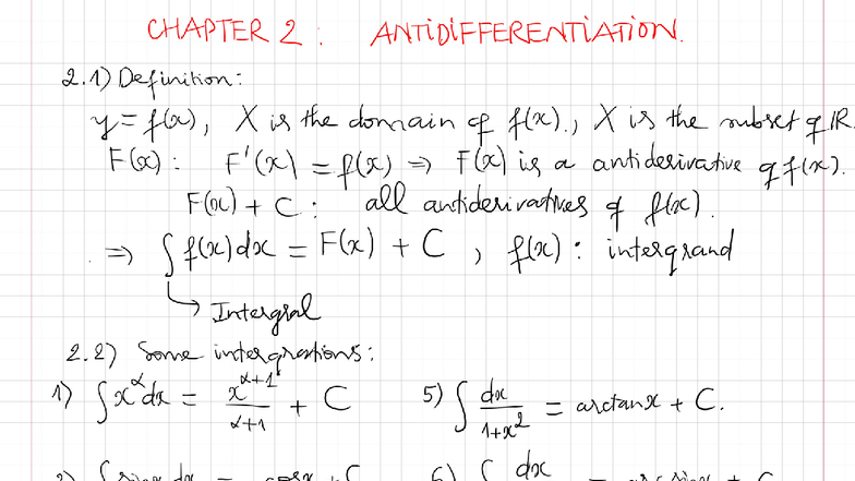 CHAPTER 2: ANTIDIFFERENTIATION AND INTEGRATION APPLICATIONS - Studocu