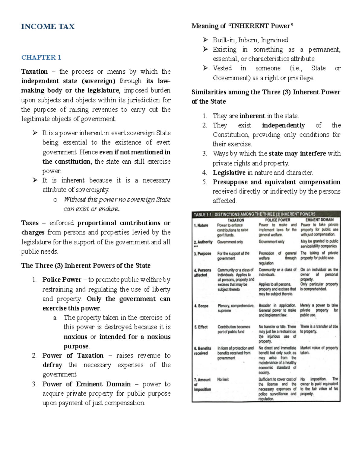 General Principles of Taxation (INCOME TAX CHAPTER 1) - Studocu