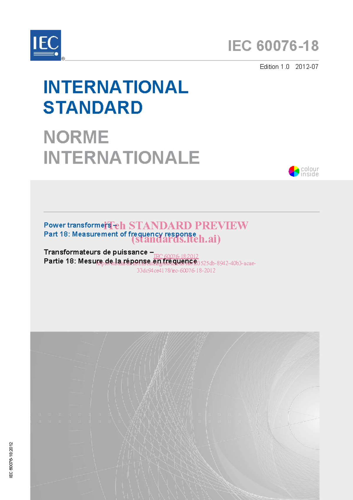 IEC 60076-18:2012 - Power Transformers Frequency Response Measurement ...