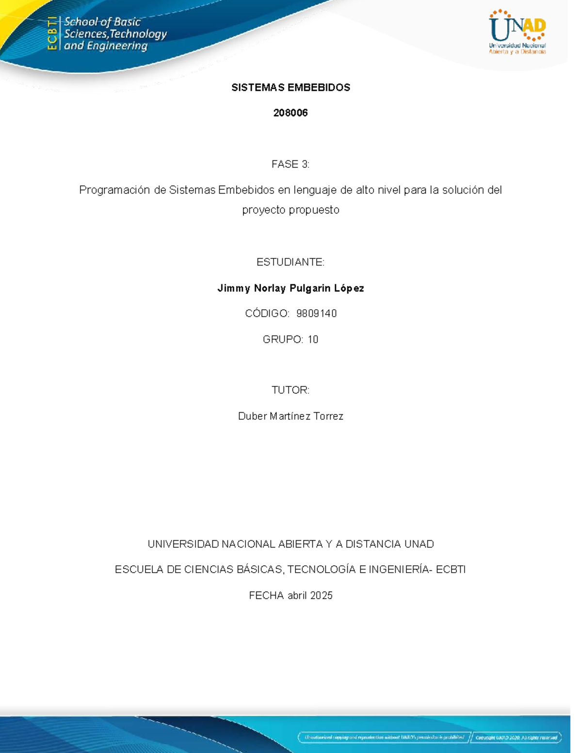 SISTEMAS EMBEBIDOS 208006 FASE 3: Programación en Python para Proyectos - Studocu