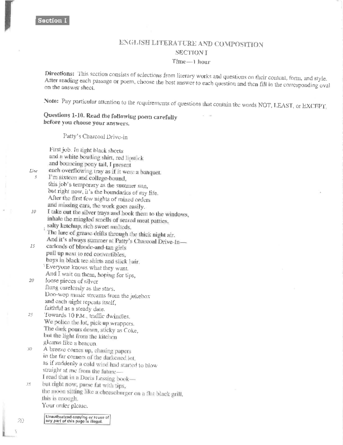 Aplit 2009 Passages 1 - English Literature MCQ Practice Questions - Studocu