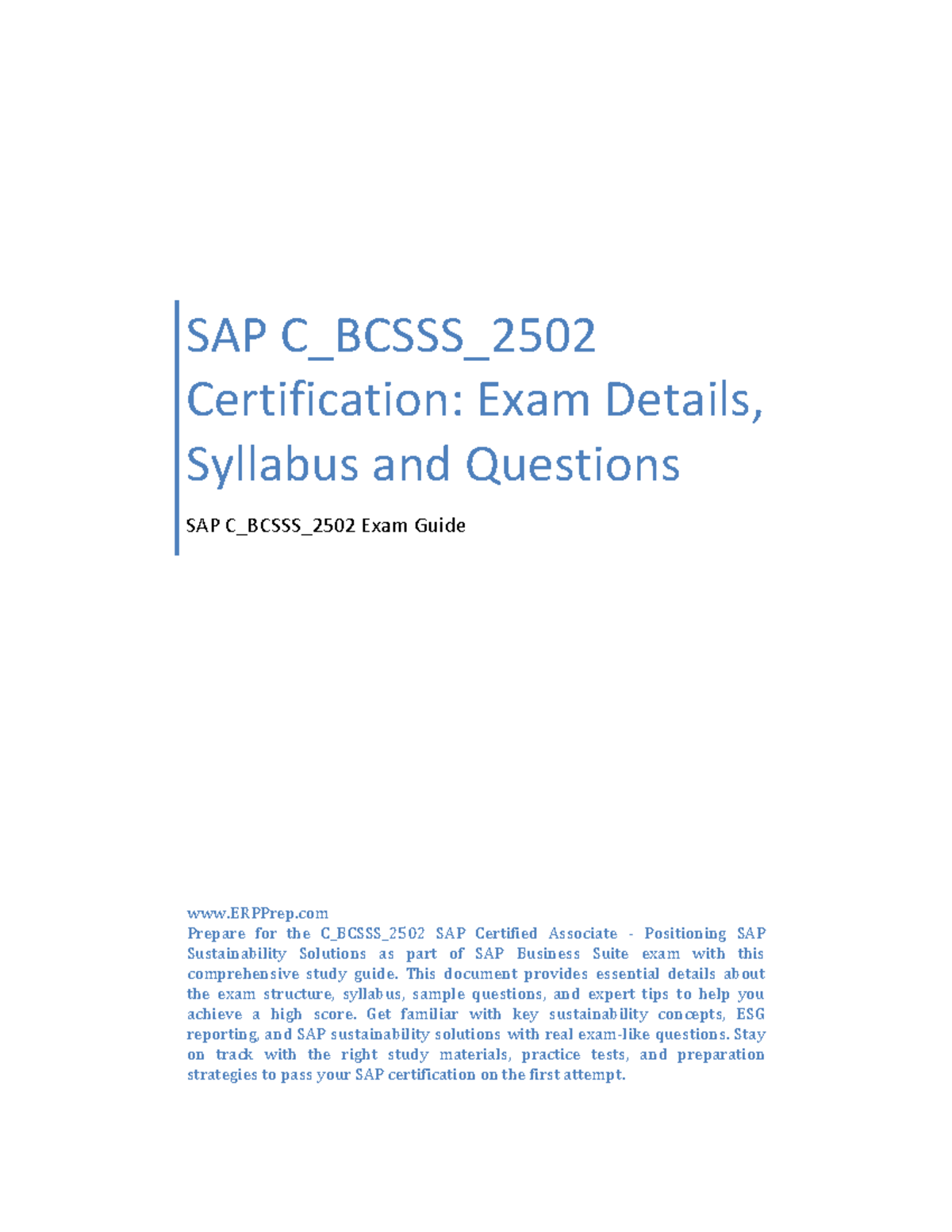 SAP C_BCSSS_2502 Certification: Exam Details, Syllabus and Questions ...