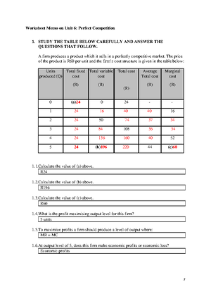 ECS1501 101 2025 - Tutorial letter - ECS1501/101/0/ 2025 Tutorial Letter 101/ 0 / 2025 Economics ...