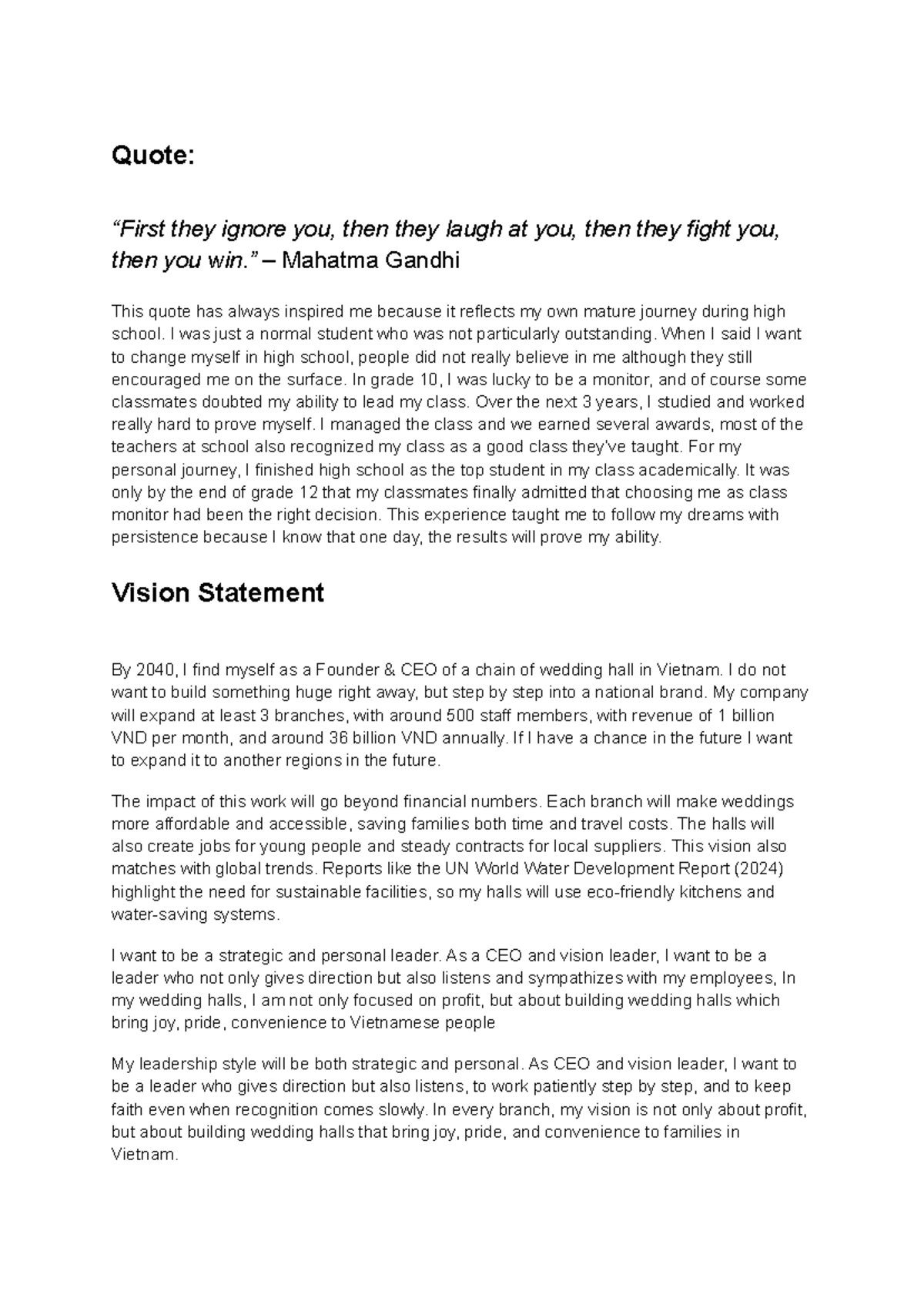SWOT Analysis for Vision Statement 2040: Wedding Hall CEO Plan - Studocu