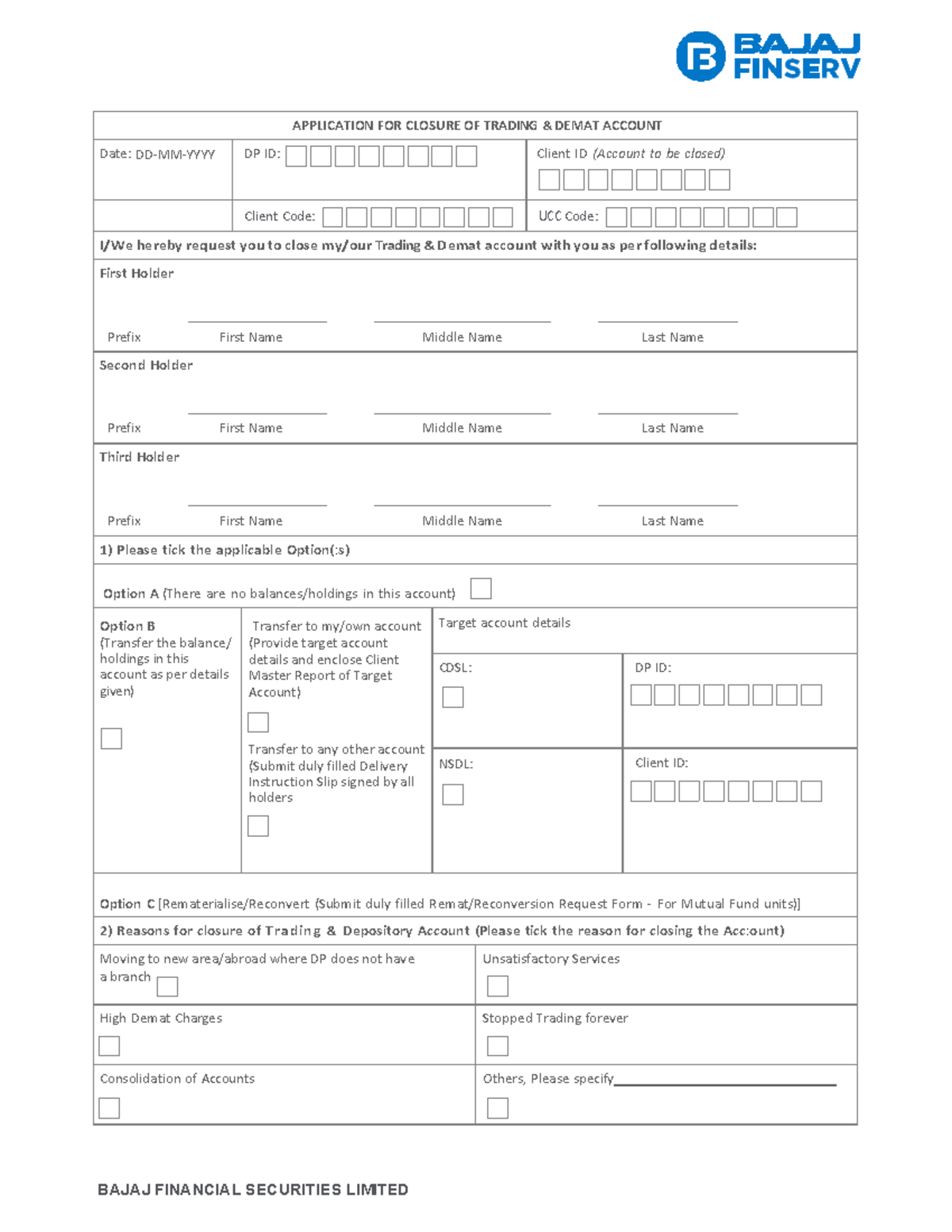 21Account Closure Form for Demat & Trading Accounts - Studocu