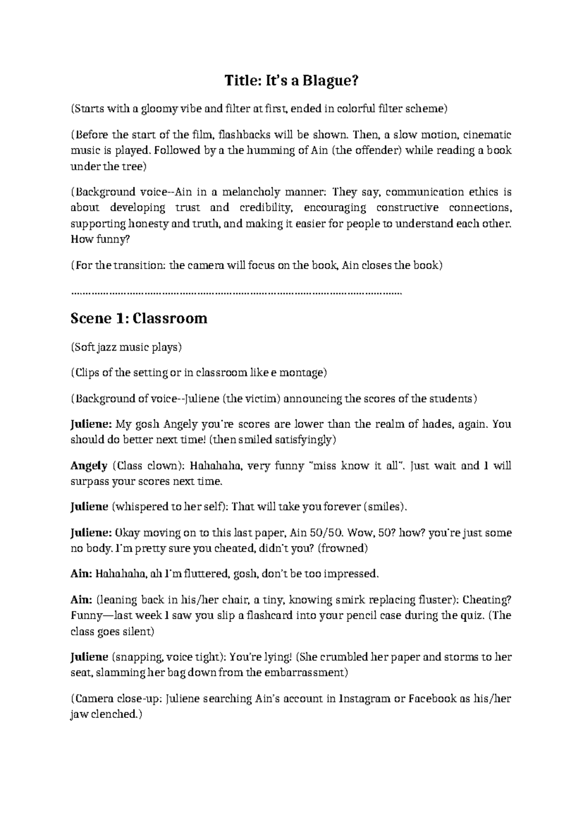 Title: Roleplay Script: Communication Ethics in Classroom Dynamics (WPS ...