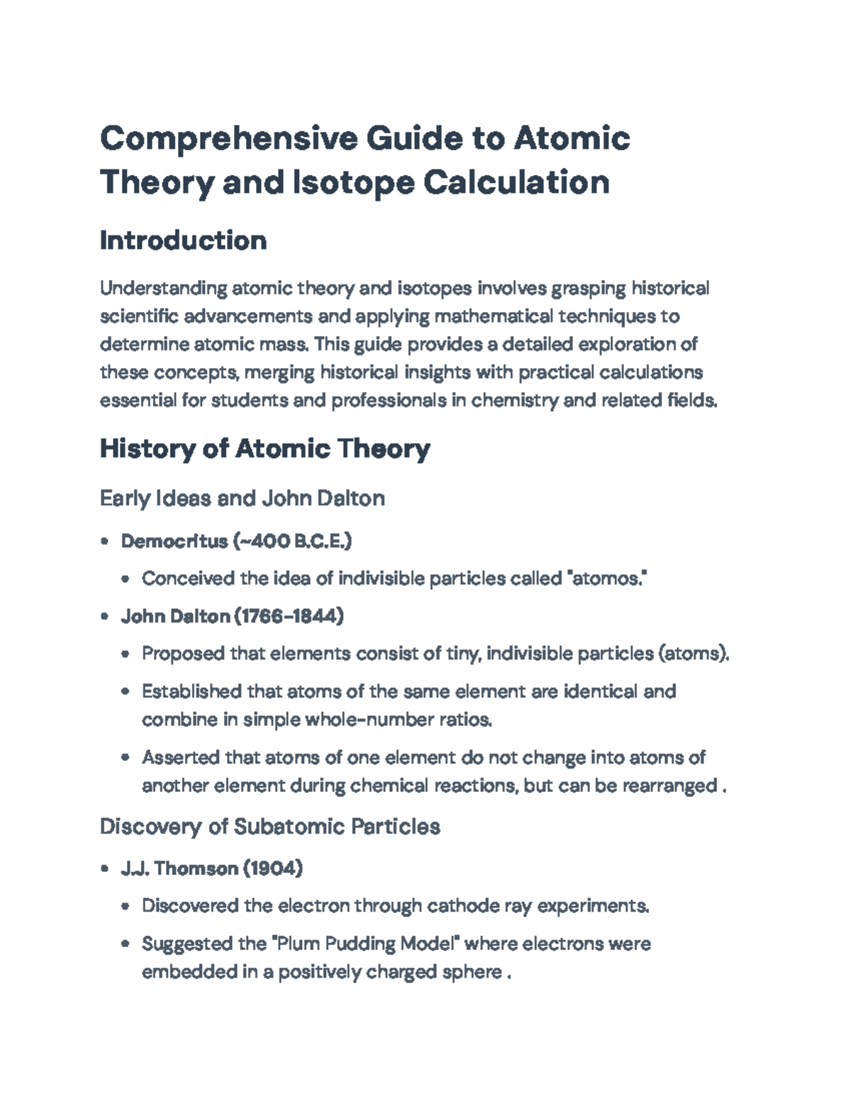Understanding Atomic Theory and Isotope Calculations Guide (CHEM 101 ...