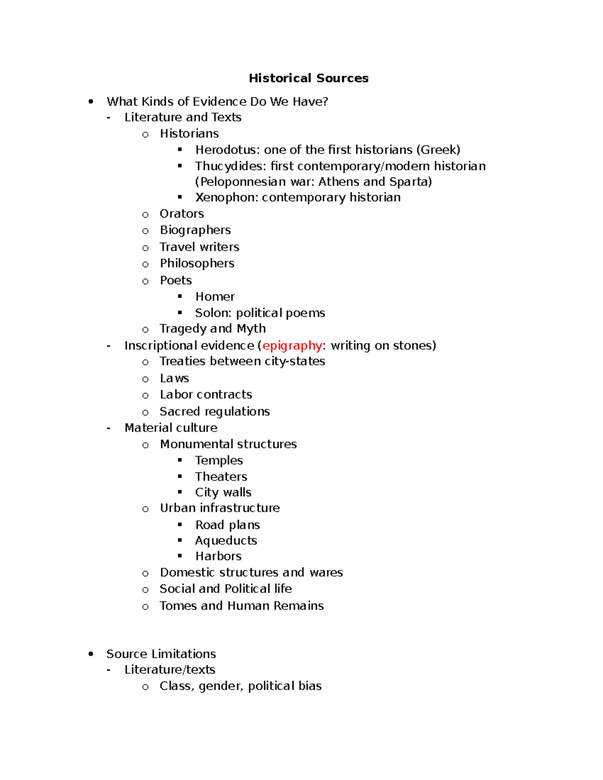 Analyzing Historical Sources: Evidence Types & Their Limitations - Studocu