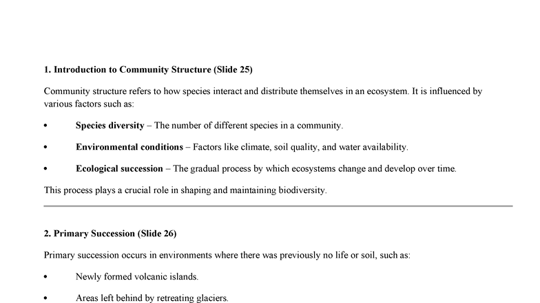 Ecological Succession Overview (BIO 101 Lecture Notes) - Studocu