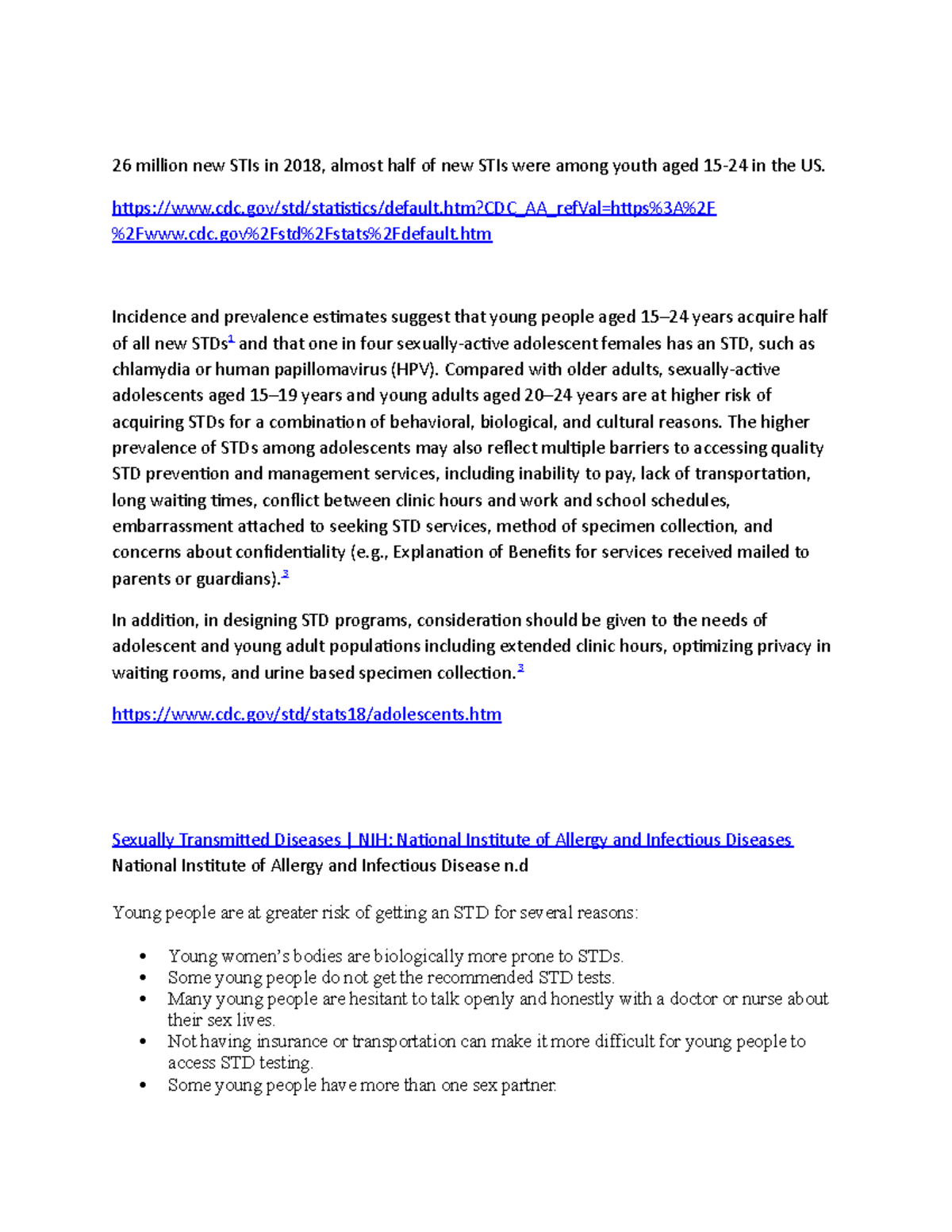 D025 Policy Brief Data - d025 wgu - 26 million new STIs in 2018, almost ...