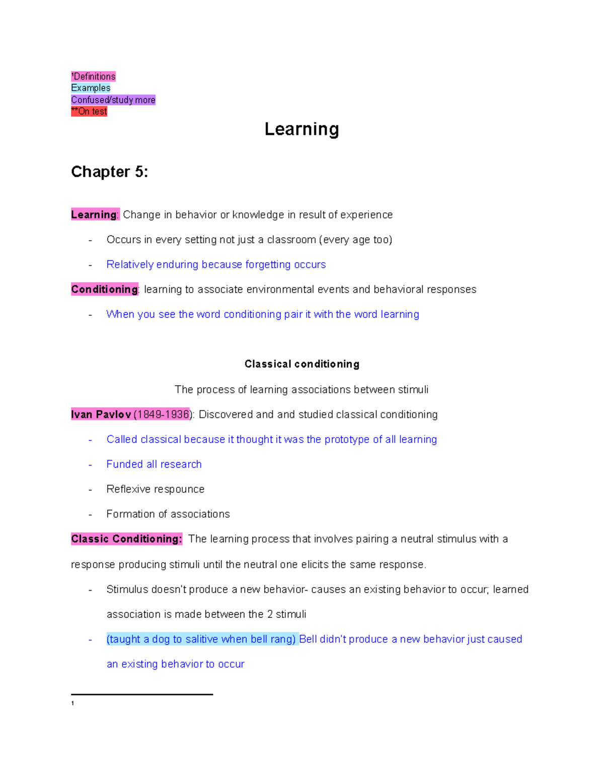 Behaviorism and Conditioning Theories: Key Concepts (PSY 101) - Studocu