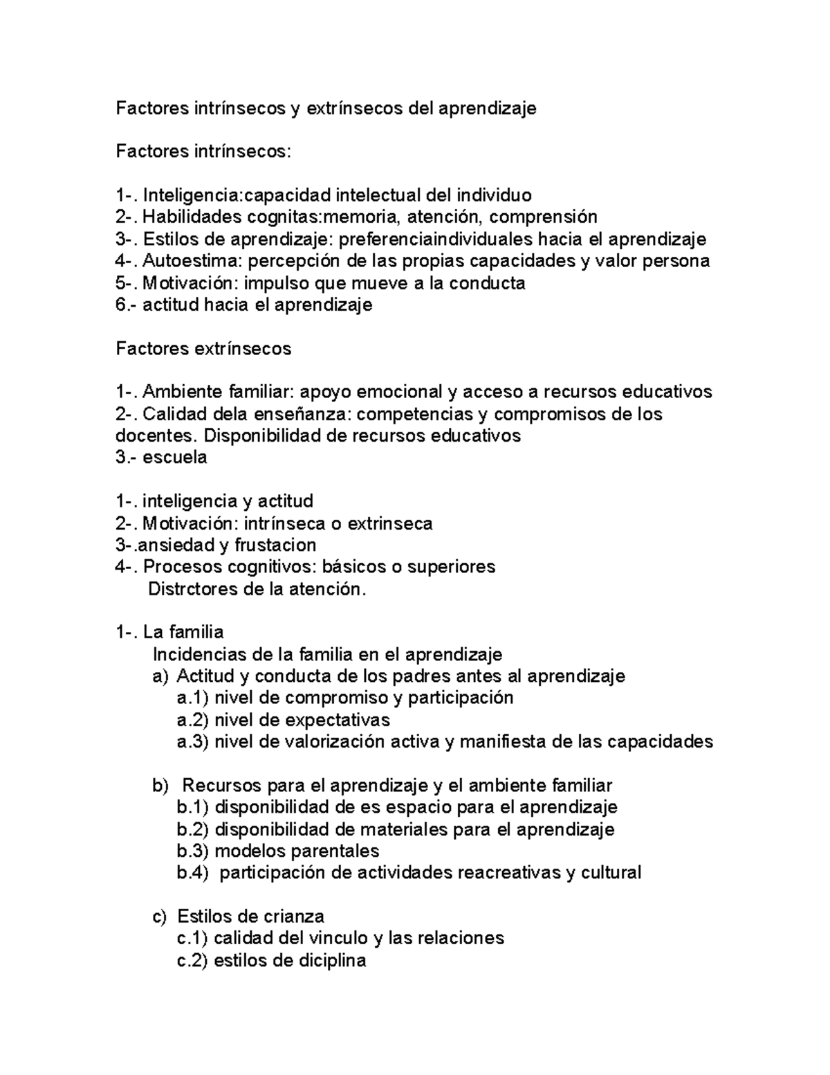 Factores intrínsecos y extrínsecos del aprendizaje - Factores intrínsecos y extrínsecos del ...