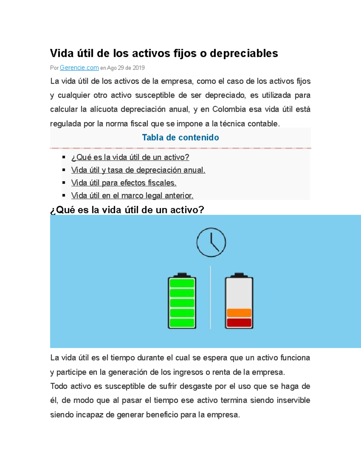 Vida útil de Activos Fijos y Depreciables: Análisis y Normativa Fical ...