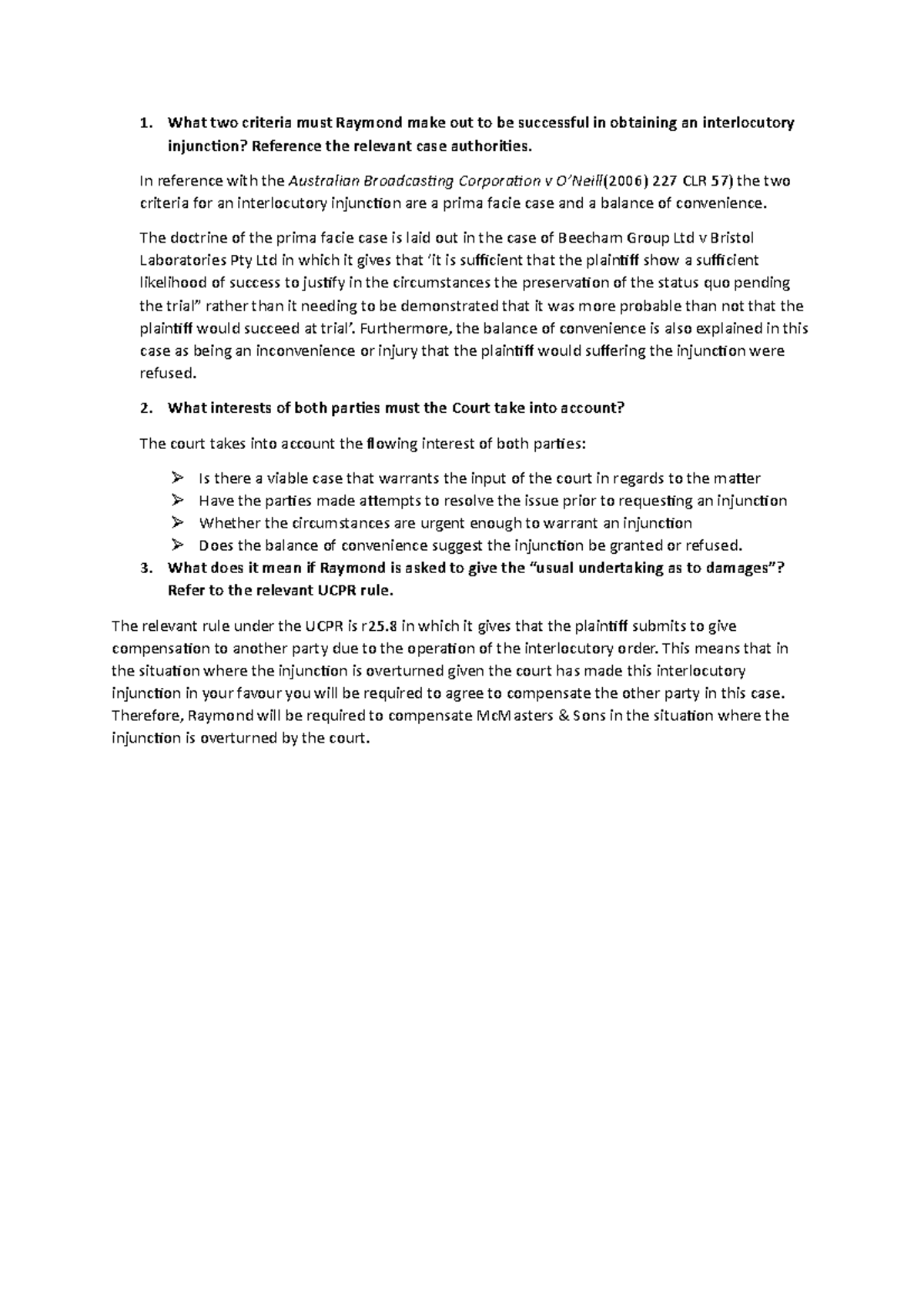 Tut 8 problem q - short answer - 1. What two criteria must Raymond make out to be successful in ...