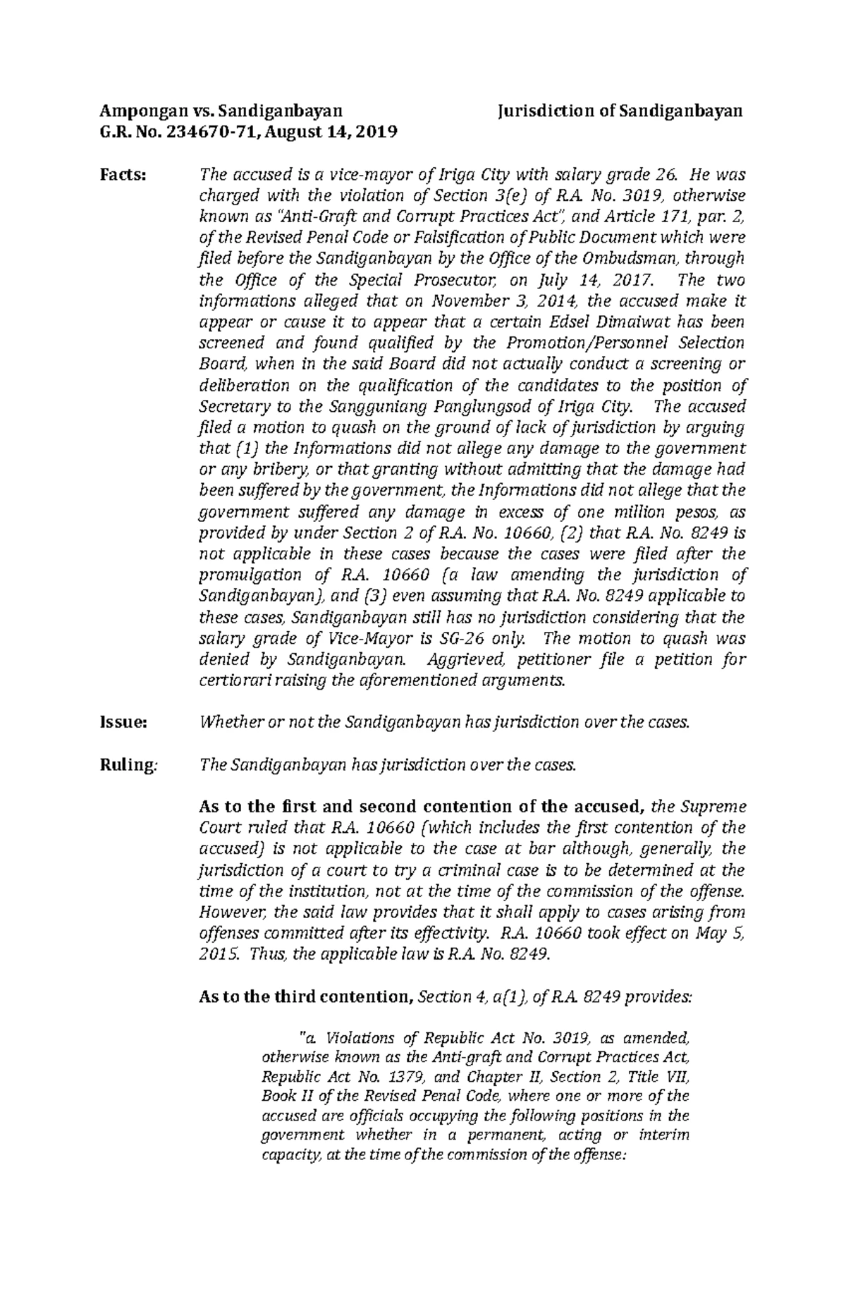 Sample of Motion for Reconsideration - REPUBLIC OF THE PHILIPPINES ...