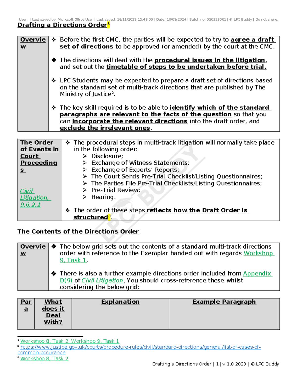 LPC Drafting Directions Order: Key Skills & Procedural Steps - Studocu