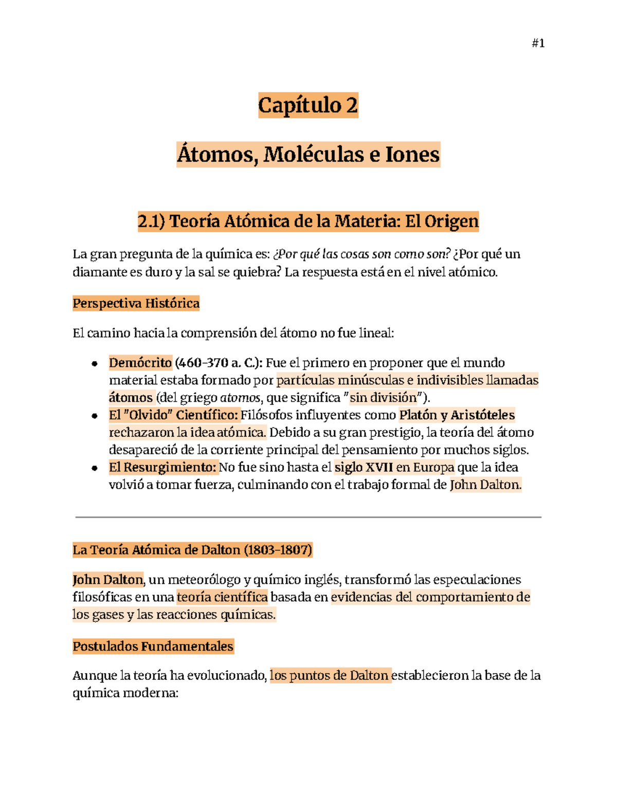 Cáp. 2 - Teoría Atómica: Estructura de Átomos, Moléculas e Iones - Studocu