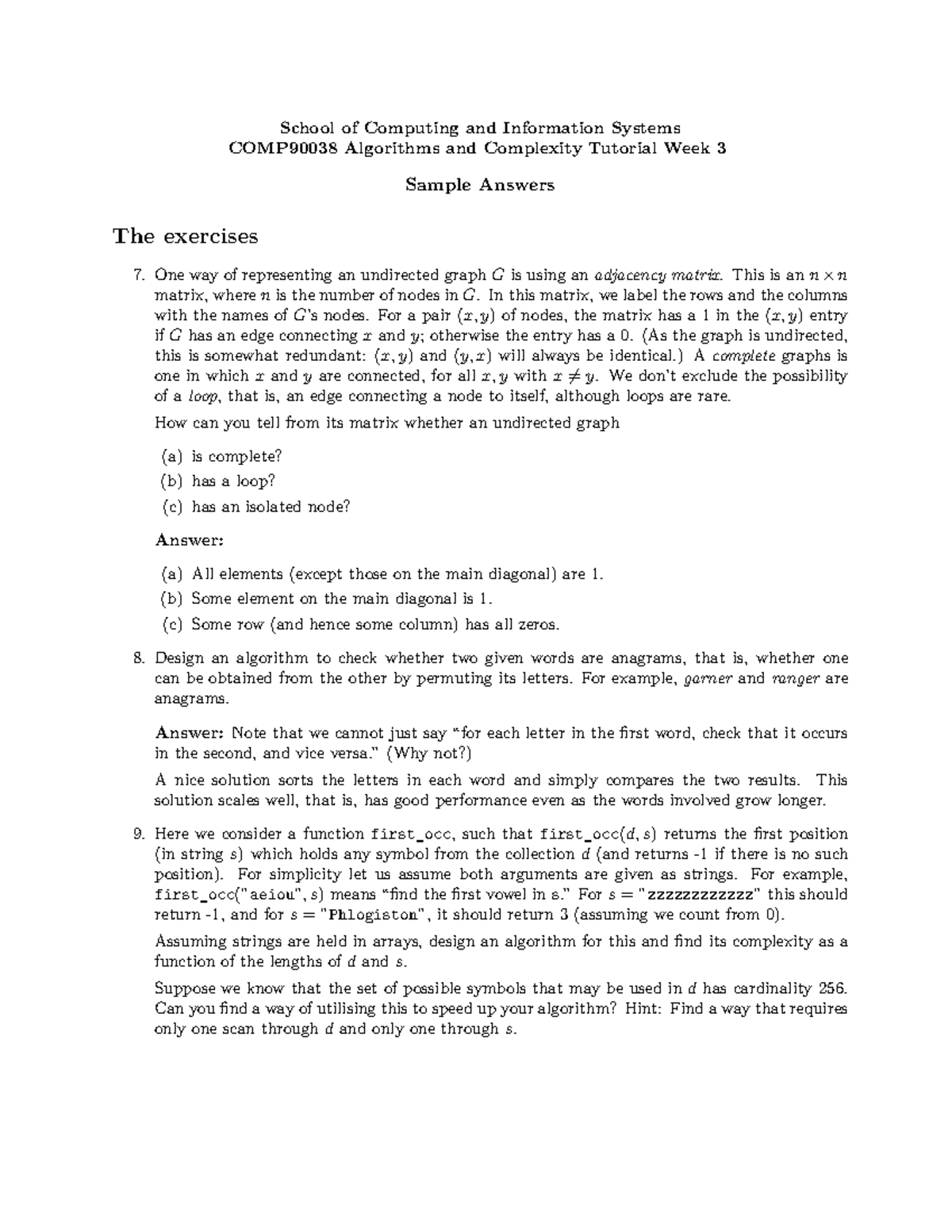 Week02 Tutorial Ans - School of Computing and Information Systems ...
