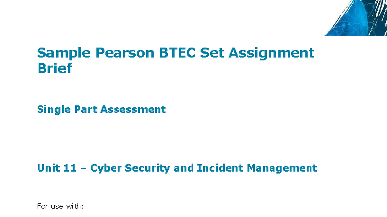BTEC Level 3 IT Unit 11 Set Assignment: Cyber Security & Incident ...