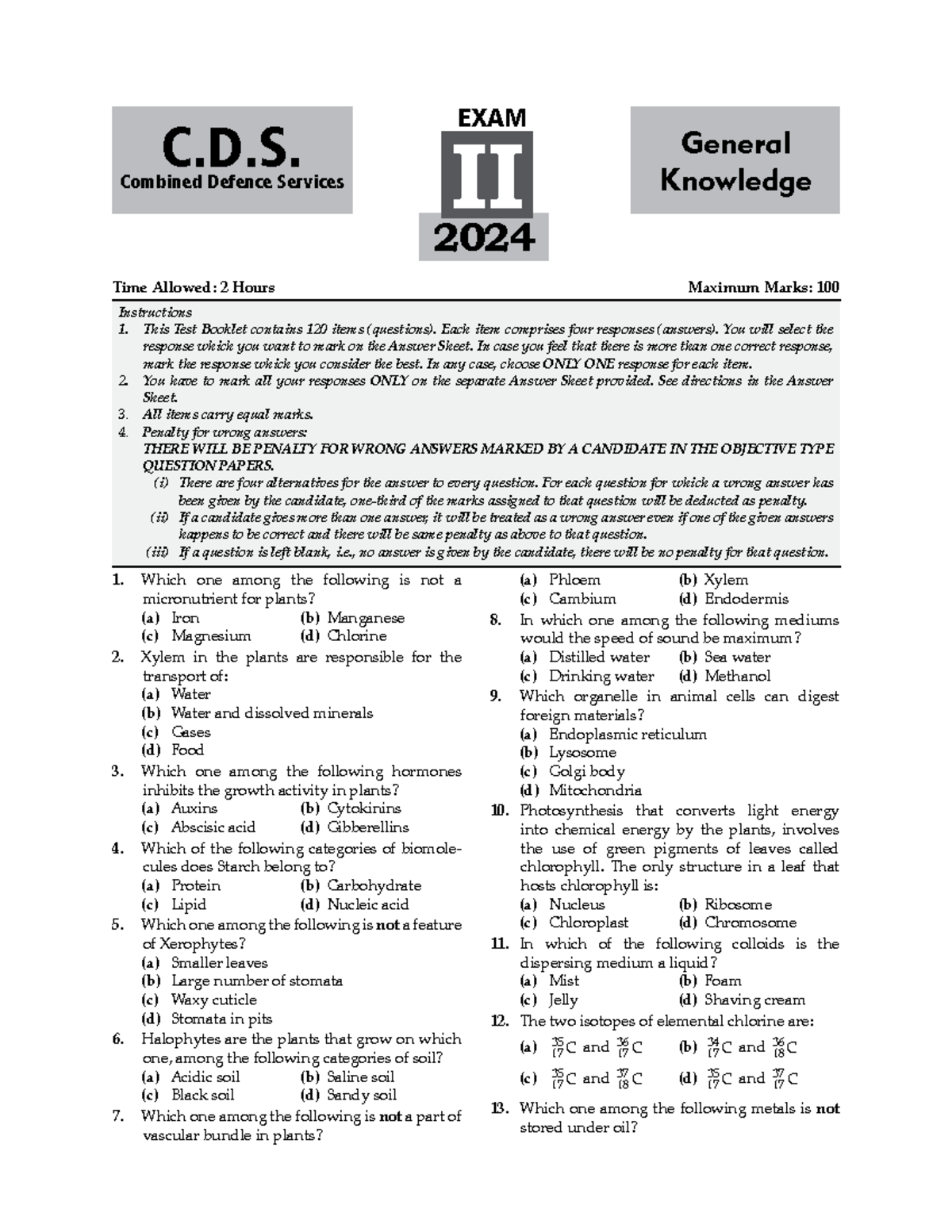 CDS GK Paper II 2024 - General Knowledge Exam Guide - Studocu