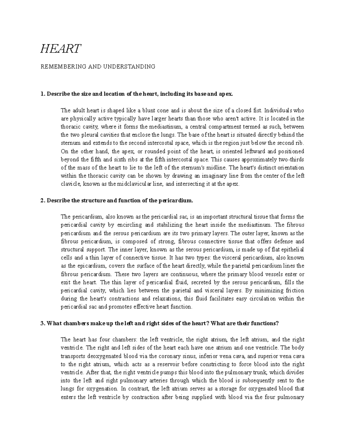 Chapter 12: Understanding the Heart Structure - Cardiovascular System ...