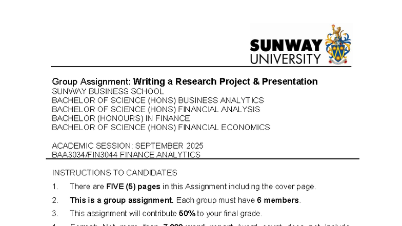 Group Assignment: Research Project Presentation for FINANCE ANALYTICS 1 ...