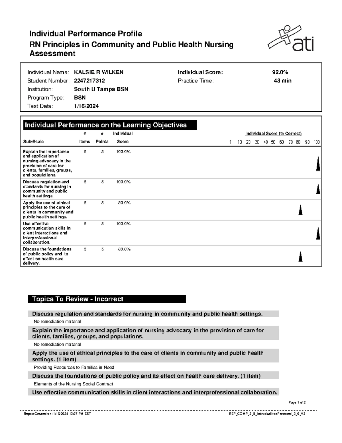 Community & Public Health Assessment: Individual Performance Profile ...