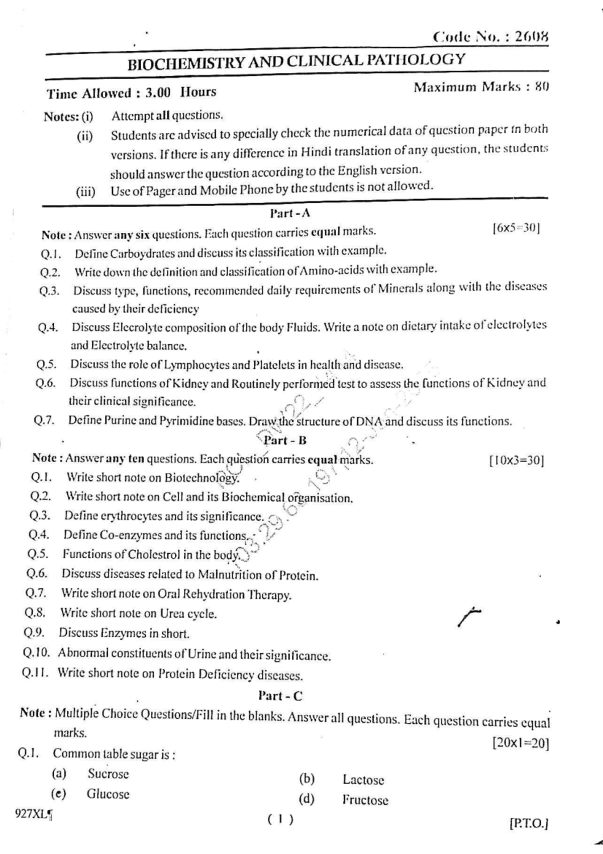 Biochemistry and Clinical Pathology Exam Notes (Code: 2608) - Studocu