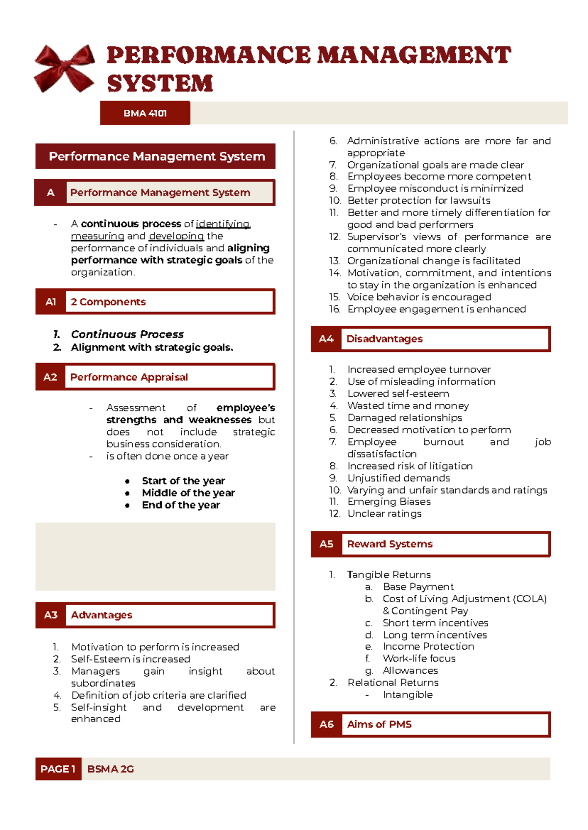 Performance Management System Overview BMA 4101 - Studocu