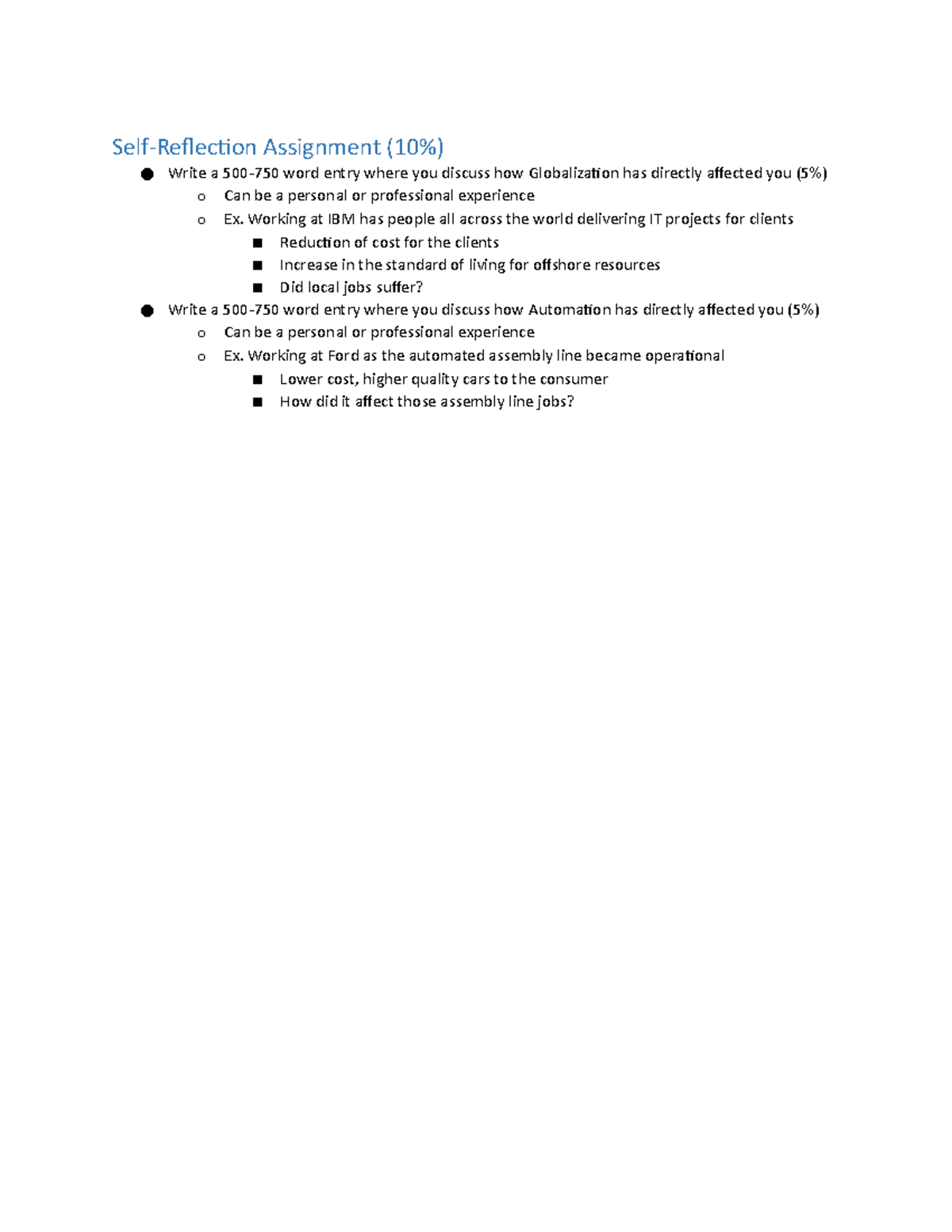 LO2 Assignment and Rubric (1) - Self-Reflection Assignment (10%) Write ...