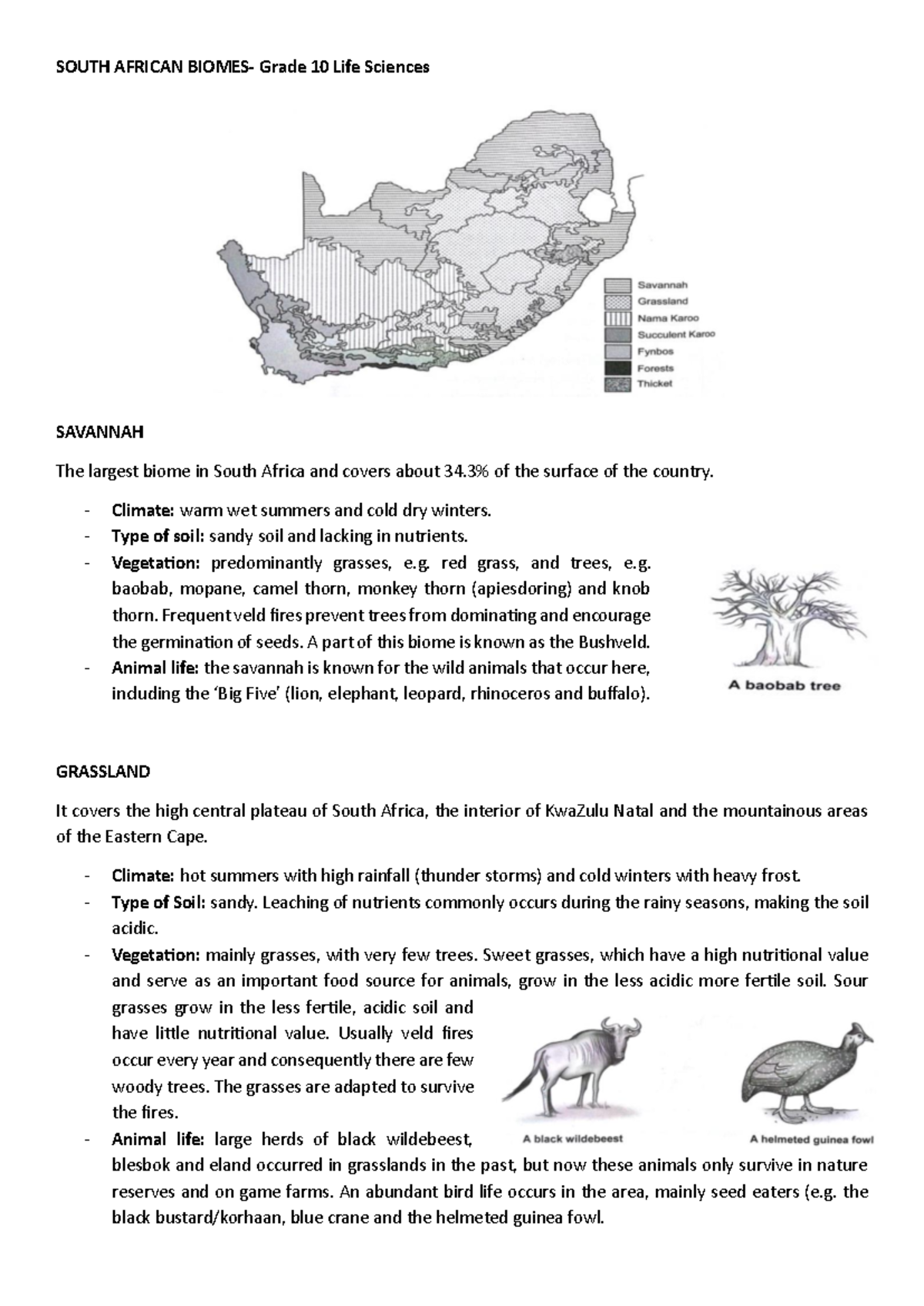 Grade 10 Life Sciences: Biomes Activity Overview and Investigations ...