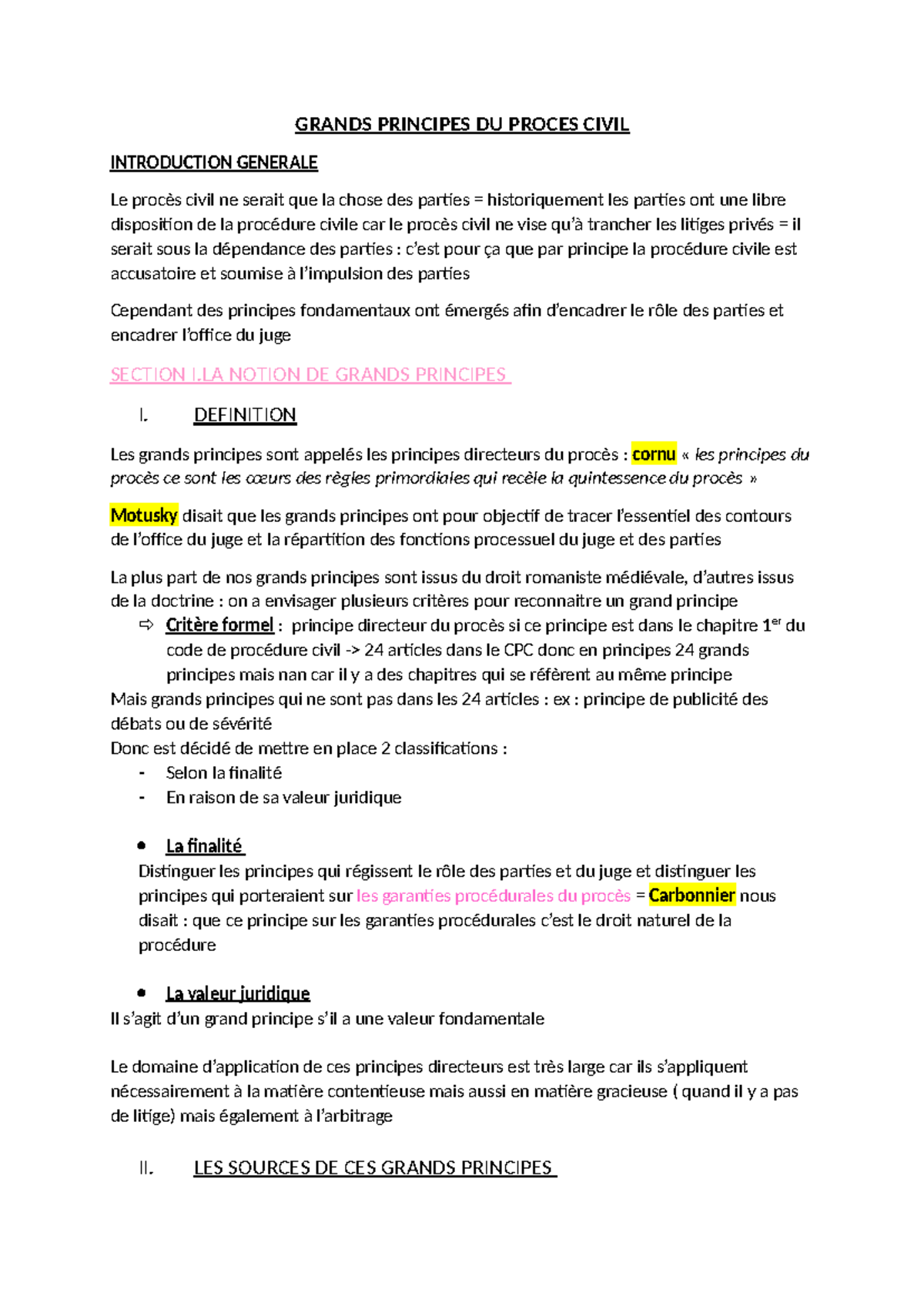 CM - Grands Principes du Procès Civil : Introduction Générale et ...