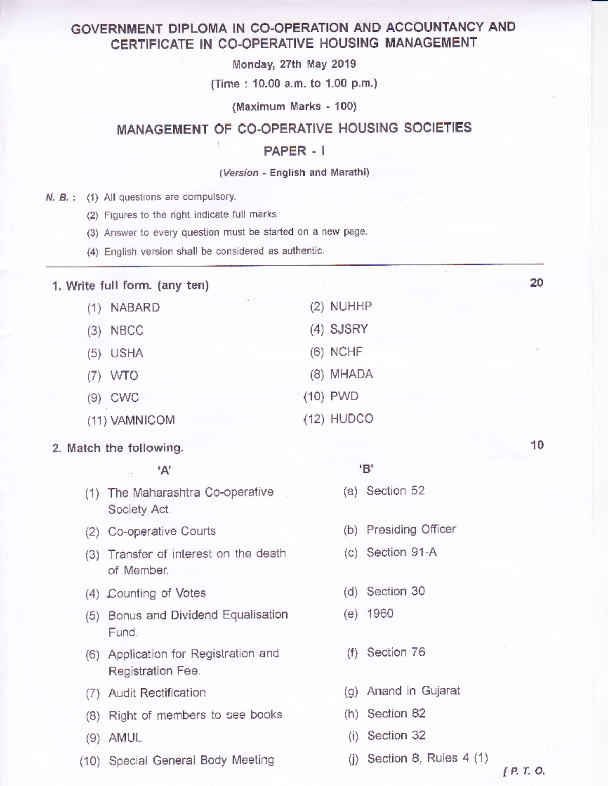 GDCA EXAM Paper I - Management of Co-operative Housing Societies - Studocu