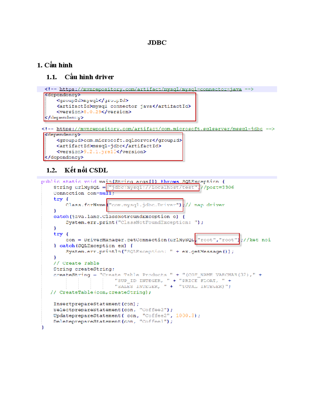 EPU-JDBC-My SQL - bai tap java - JDBC Cấu hình Cấu hình driver Kết nối ...