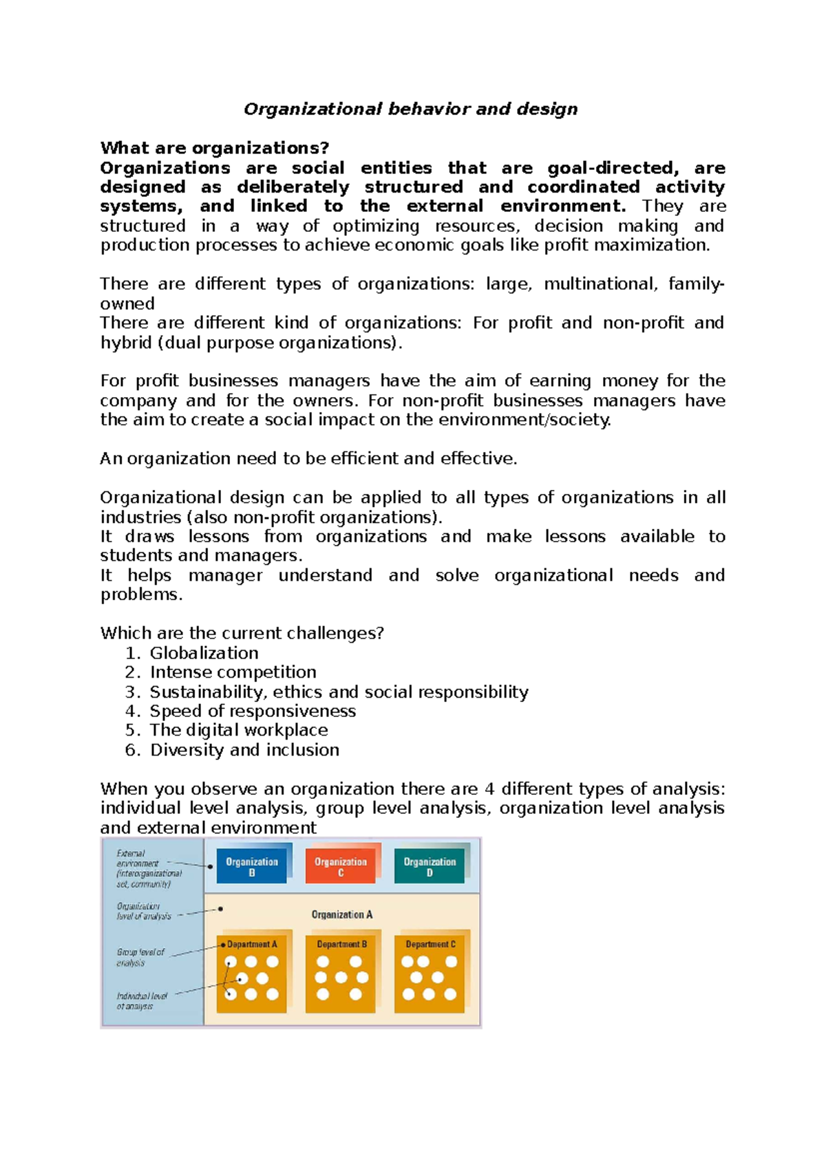 Organizational Behavior and Design: Class Notes (OBD 101) - Studocu