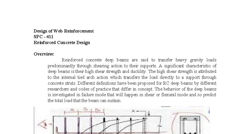 CE 327 Module V: Overview of Web Reinforcement in Deep Beams - Studocu