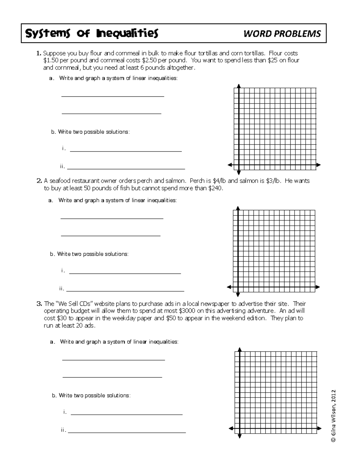 Systems of Inequalities: Word Problems & Solutions - Studocu