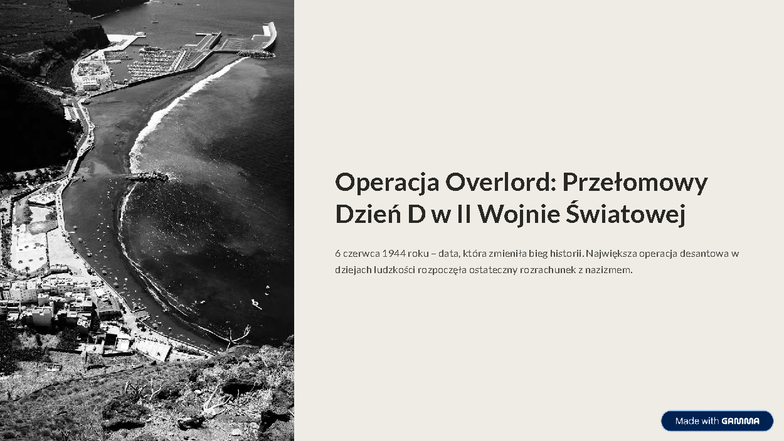 Operacja Overlord: Przełomowy Dzień D w II Wojnie Światowej - Studocu