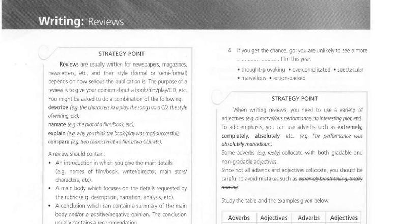 Writing Review - C1 CAE Advanced Upstream - Writing: Reviews STRATEGY ...