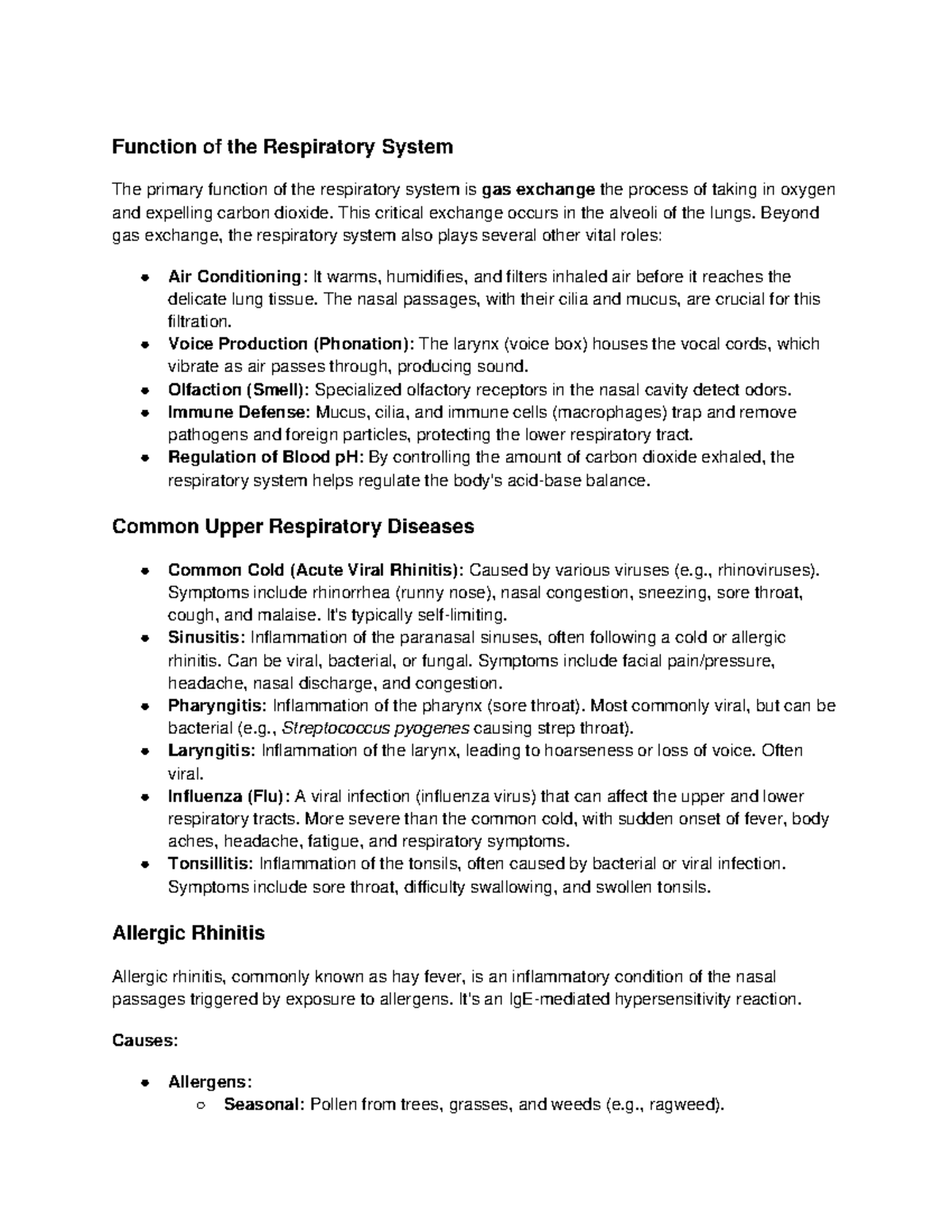 Nursing Assessments & Management for Decongestant Therapy (PHAR 301 ...